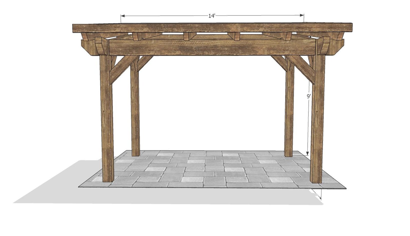 12×8 Sloped Pavilion w Front Overhang -Back - Ontario Outdoor Rooms ...