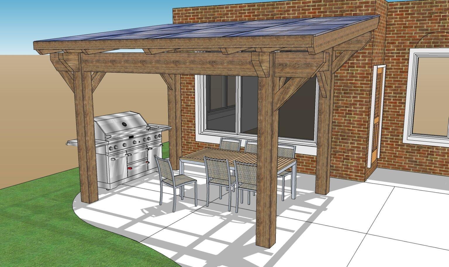 11 10 x 9 Sloped Pavilion – Straight Beams – Poly – Back of House ...