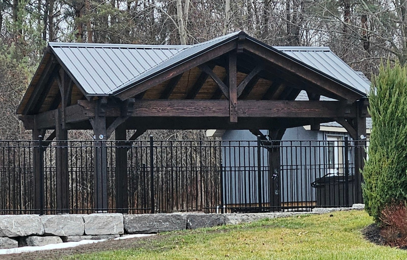 24×20 Timber Frame Pavilion Steel Roof - Ontario Outdoor Rooms Pergolas ...